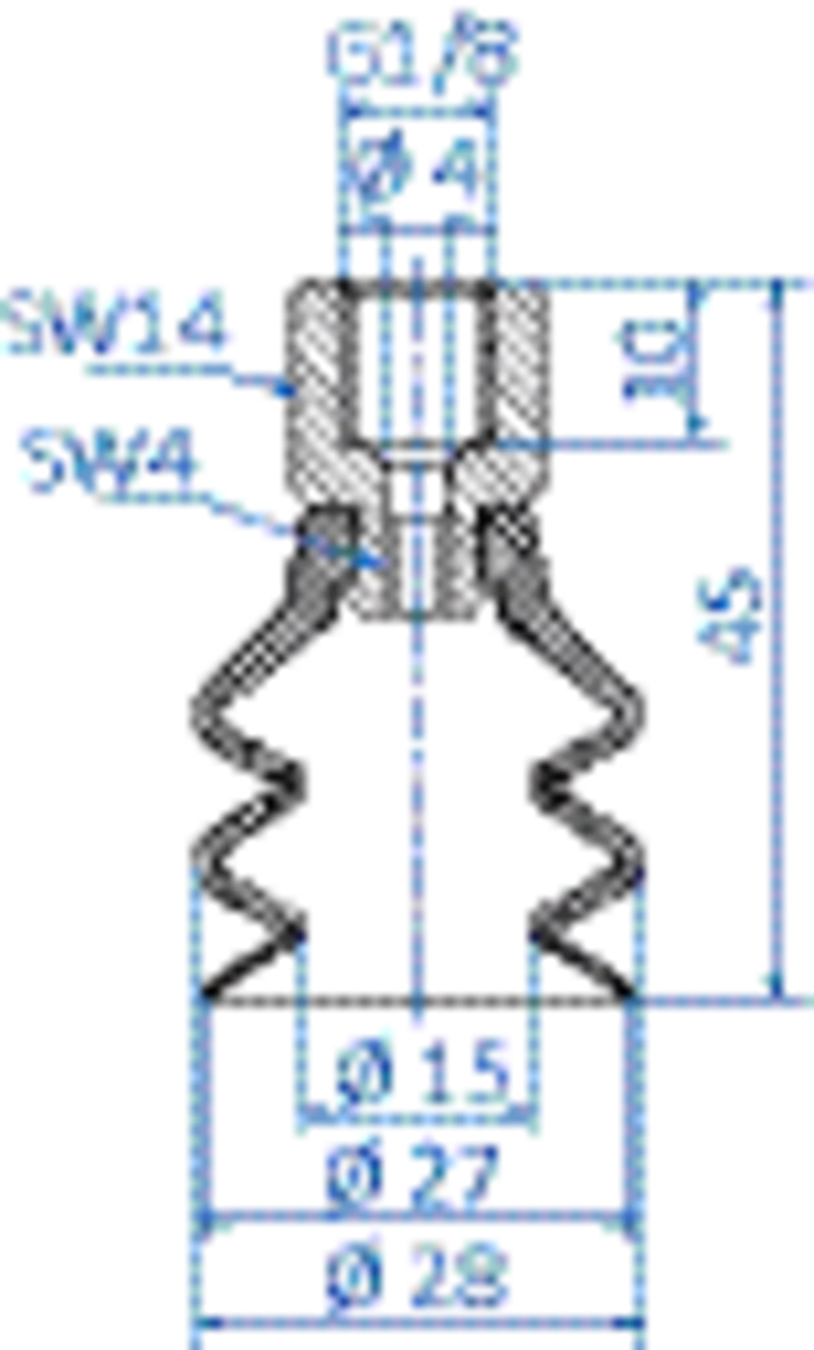 Bellows vacuum cup diam. 27 mm (2.5 bellows) TPU transparent, with ...