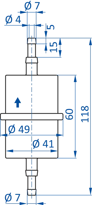 Vacuum filter (2x hose connection Ø7) "one -way version", pore -density ...