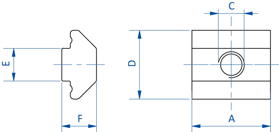 S/MLine channel nut, without ball, push-fit thread 1x M5, 20 x 10.5 ...