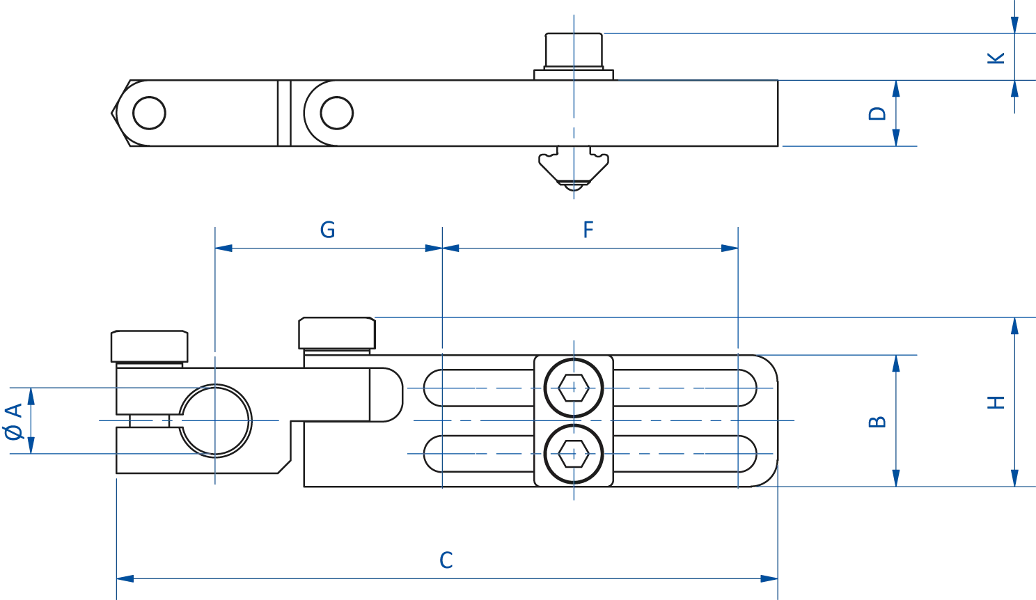 XLine angular clamp, with jointed arm, clamping-Ø 30 mm • FIPA